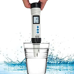 Fdit 4 in 1 Water Quality Test Pen,High Accuracy PH TDS EC Temperature Water Tester and ATC Calibration Test Powder