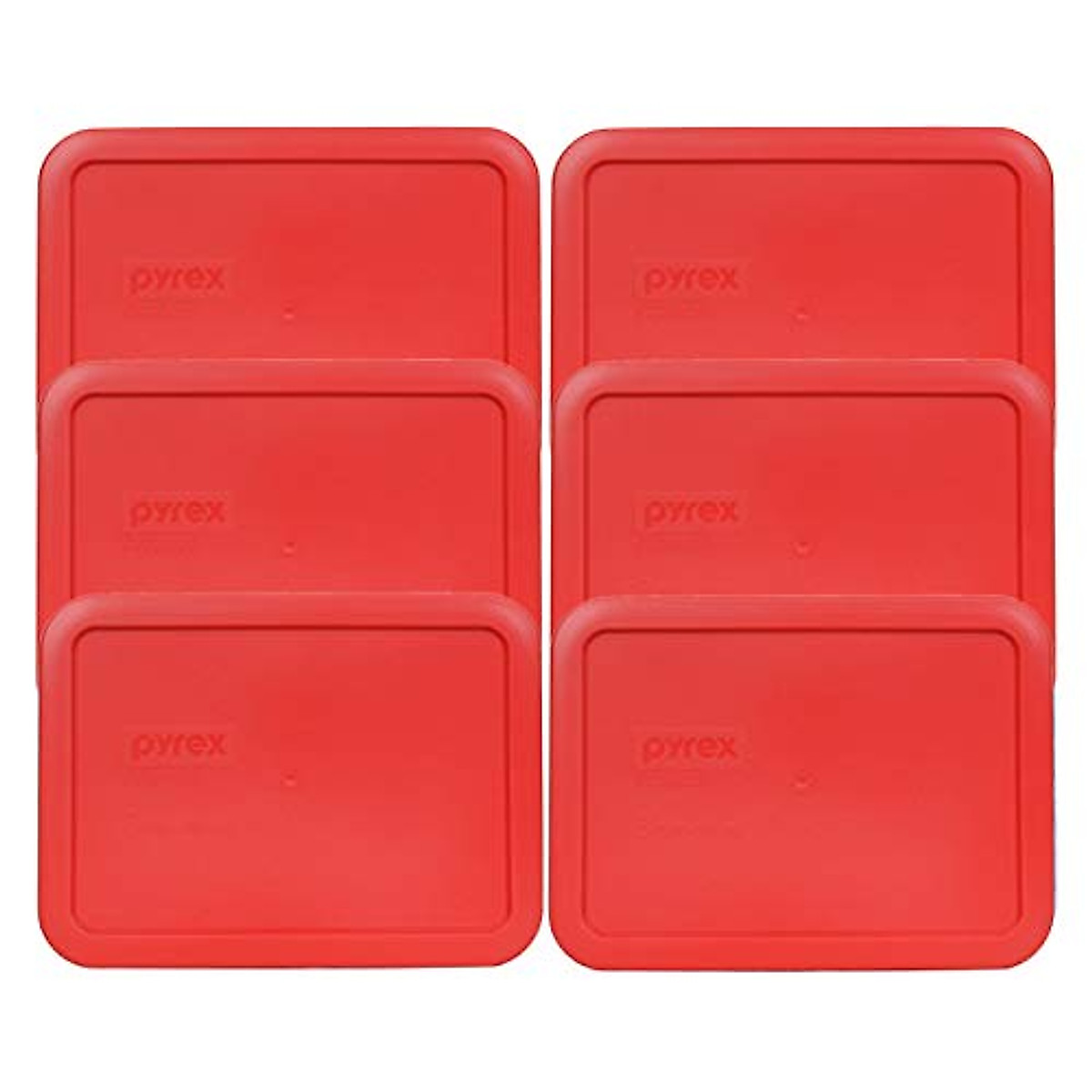 Pyrex 7210-PC 3-Cup Red Plastic Food Storage Replacement Lids, Made in the USA - 6 Pack