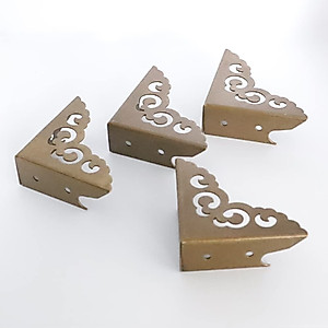 glrovazas Metal Corner Guard Zinc Alloy Box Corner Protector Decorative Edge Cover Safety Guard Cabinet Furniture Corner Metal Bumpers Pack of 4