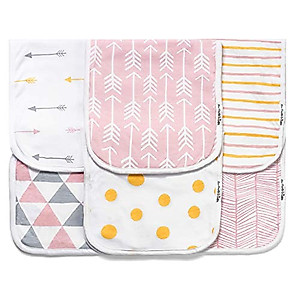 BaeBae Goods Burp Cloths for Baby Girl - Ultra Absorbent Burping Rags - Anti Shrink Unisex Burpy Clothes - Super Soft Jersey Cotton, Large 21"x10" - Thick for Newborn Cloth Diapers - 6 Pack