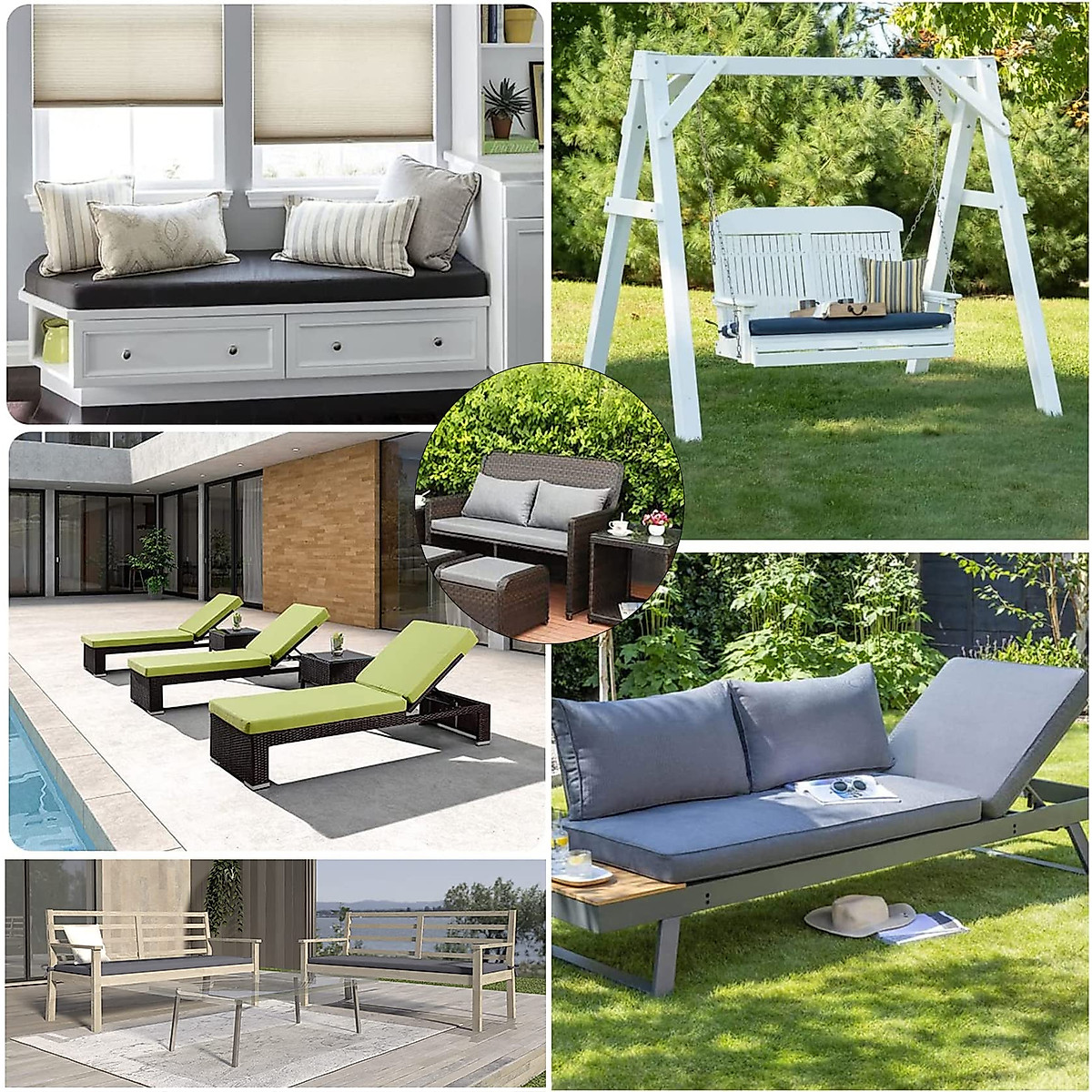 JBlWSGT Custom Bench Cushion, Chair Pad Personalize, Outdoor Indoor Leather Cushion, Waterproof Cushion for Garden Patio Furniture Seat Cushion, White