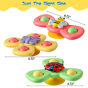 Suction Cup Spinner Toys for Toddlers 1-3,Baby Fidget Spinner with Suction Cup,Window Suction Spinner Toys for Toddlers 1-3,Sensory Bath Toys Gift for 1-2 Year Old(3PCS)