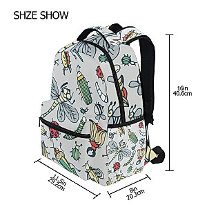 School College Backpack Rucksack Travel Bookbag Outdoor Animals (Insect Summer)