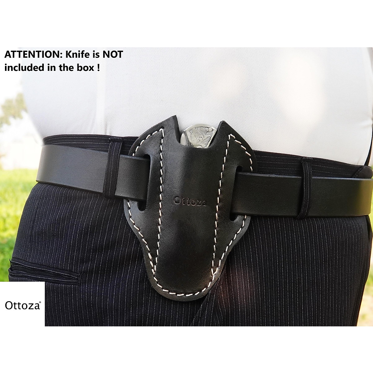 Ottoza Leather Knife Sheath for Belt Vertical Knife Sheath 5" Leather Pocket Knife Sheath Leather Folding Knife Sheath 5 inch Knife Sheath Pocket Knife Holster Pocket Knife Holder TOP Grain Leather No:70