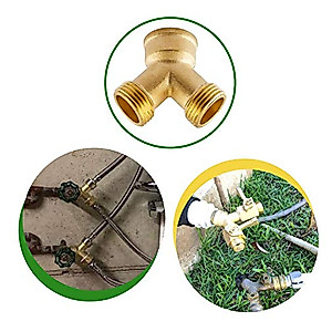 Litorange 1 PCS Lead-free Brass Body Backyard 2 Way Y Valve Garden Hose Connector MHT 3/4" Inch Thread Splitter Adapter + 2 Rubber Hose Washers