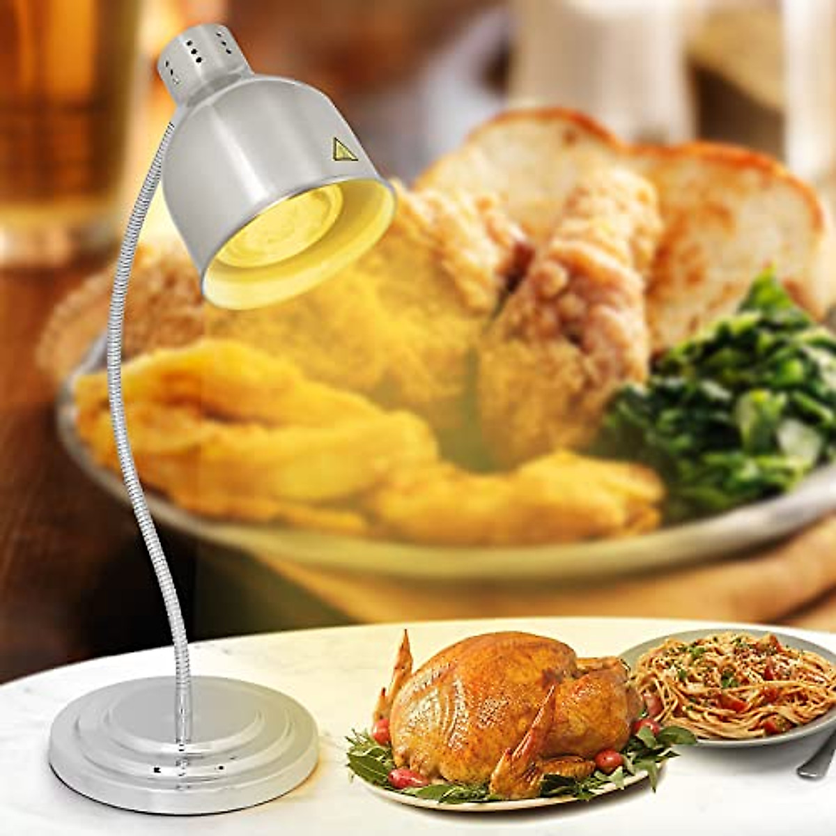 WICHEMI Food Heat Lamps Food Heat Preservation Lamp Commercial Food Warmer Lamp Catering Heat Lamp for Food Heating Restaurant Kitchen Food Service Buffet Home Use (Single Head, 250W Bulbs)