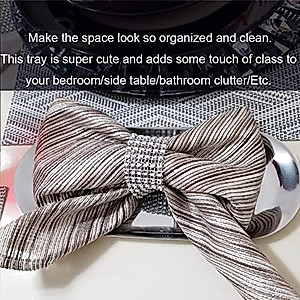 Vilihkc 4 Pack Stainless Steel Towel Tray Metal Storage Organizer Trays Dish Plate for Bathroom Vanity Countertops, Closets, Dressers - Holder for Towels Cosmetics Jewelry and More(Silver)