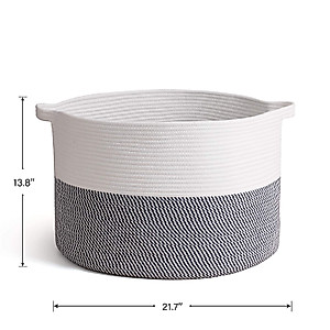 INDRESSME XXXL Large Cotton Rope Basket Laundry Basket Laundry Storage Bin (Set of 2)