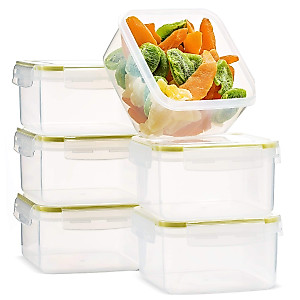 Komax Biokips Food Storage Container – Square Food Containers – Airtight Containers w/Lids – BPA Free Kitchen Storage Containers to Store Nuts, Chocolate, Beans & More (Set of 6, 37 oz)