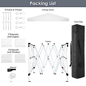 TOOLUCK 10x10 Pop Up Canopy Tent with 4 Sidewalls Tents for Parties Waterproof Camping Canopy Ez Up Party Tent Outdoor Portable Gazebo for Backyard Commercial Event Tent, White