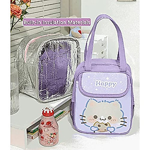 𝗖𝘂𝘁𝗲 𝗟𝘂𝗻𝗰𝗵 𝗕𝗮𝗴 Kawaii Animal Lunch Box Insulated Lunch Bag for Women Durable Reusable Tote Bag