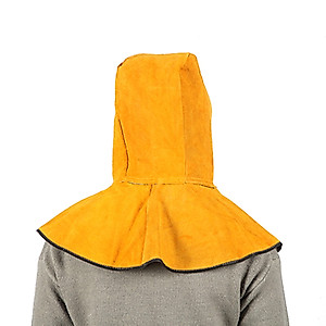 YIYIBYUS Cowhide Shawl Hat Flame Retardant, Wear-Resistant for Handling, Electric Welding, Safety Apparel Flame Resistant Knit Hood - Leather Welding Hood, Welder Cover Cap for Welding, Blacksmithing