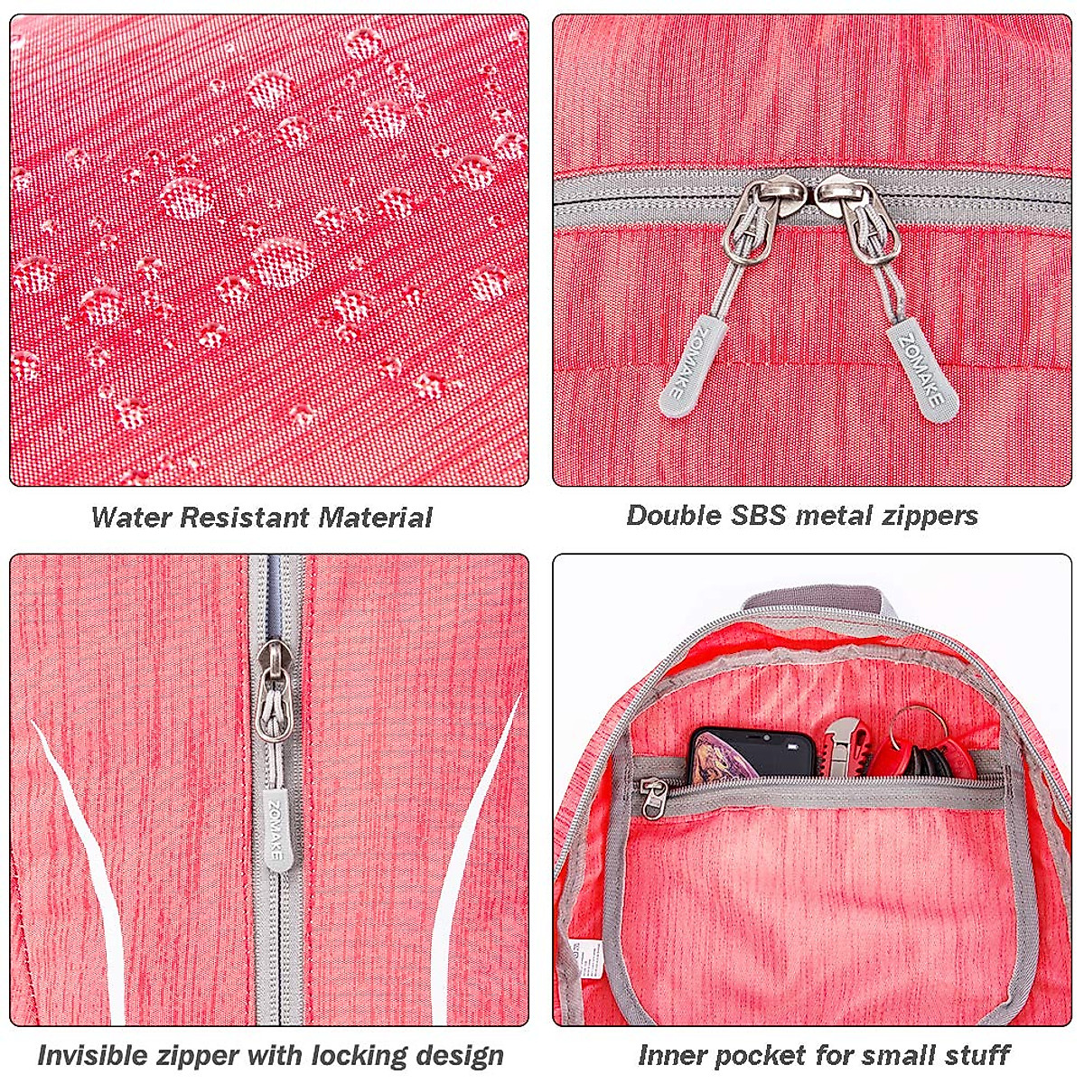 ZOMAKE 25L Ultra Lightweight Packable Backpack - Foldable Hiking Backpacks Water Resistant Small Folding Daypack for Travel(Red)