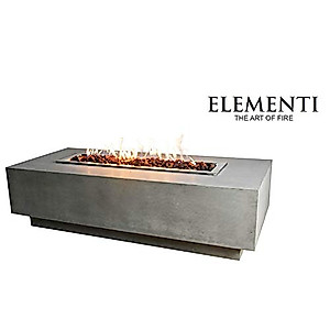 Elementi Granville Fire Table Cast Concrete Natural Gas Fire Table, Outdoor Fire Pit Fire Table/Patio Furniture, 45, BTU Auto-Ignition, Stainless Steel Burner, Lava Rock Included