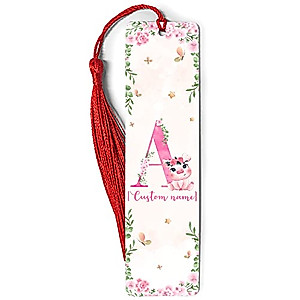 GOLEEX Personalized Initial Bookmark Animal Pig Magnetic Bookmarks Customized Name Letter Page Markers Cute Bookworm Gifts for Book Lovers Readers Students Women Girl at Christmas