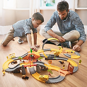 OR OR TU Toys for Boys 5-7, Race Track for Toddlers 3-5, 342Pcs Construction Toys for Boys Kids Car Track Toy Train Set Flexible Gift for 3 4 5 6 7+ Years Old