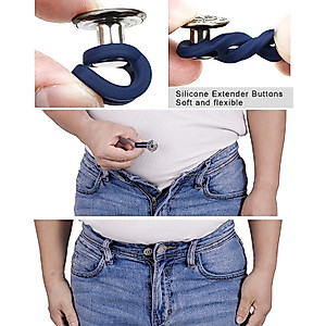 Pants Button Extender Shirt Collar Extenders: 8 Pcs Jeans Waist Silicone Extender Button for Mens and Women - 6 Pcs Neck Button Extender Collar Extenders for Mens Dress Shirts