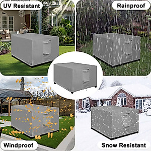 OutdoorLines Outdoor Waterproof Patio Ottoman Covers - Rectangle UV-Proof Patio Side Table Cover Windproof Heavy-Duty Furniture Covering Protector 48L x 25W x 18H Inch, Grey