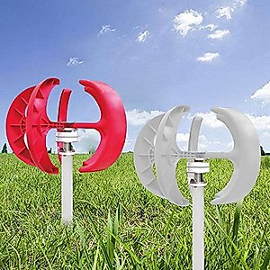 Wind Turbine Generator, 5 Blades Wind Turbine Lanterns Generator Vertical Axis Controller 600W 12 V (white 12v)