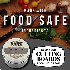 Daddy Van's® All Natural Beeswax Countertop Care for Soapstone, Slate, Concrete Composite and Butcher Block Counter Tops - Food Safe, Chemical-Free and Non-Toxic - 6 Oz. Tin