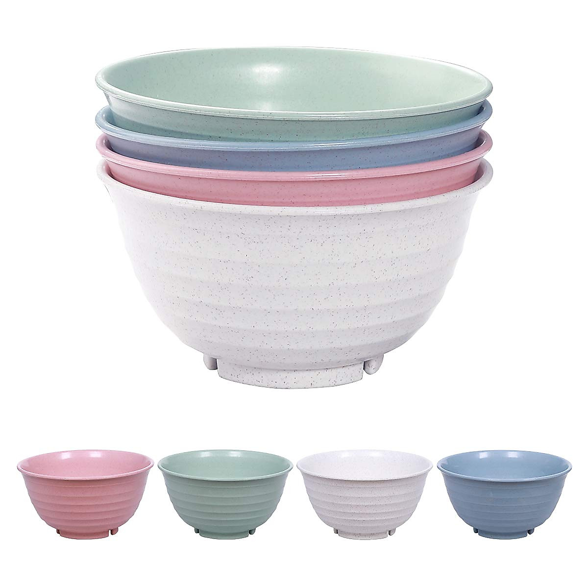 DUOLUV Unbreakable Cereal Bowls - Wheat Straw Fiber Lightweight Bowl Sets 4 - Dishwasher & Microwave Safe - for,Rice,Soup Bowls (30 OZ)