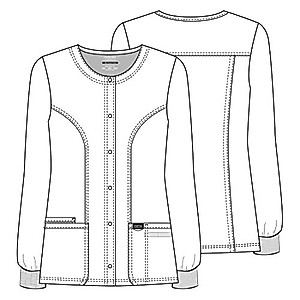 Snap Front Scrub Jackets for Women, Workwear Revolution Soft Stretch WW310, L, White