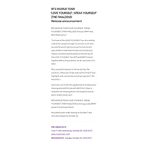 [DVD] BTS - World Tour ‘Love Yourself : Speak Yourself’ [The Final] DVD