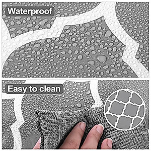 Ruisita 3 Pieces 72 Inches Plastic Picnic Table and Bench Fitted Tablecloth Cover Garden Bench Tablecloth Long Chair Covers Set for Picnics Indoor and Outdoor Dining, Gray