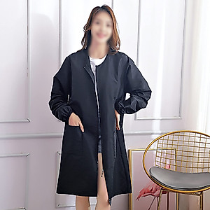 Exttlliy Chameleon Fabric Salon Smock Professional Stylist Jacket Waterproof Haircut Cape Barber Apron (Black, L)