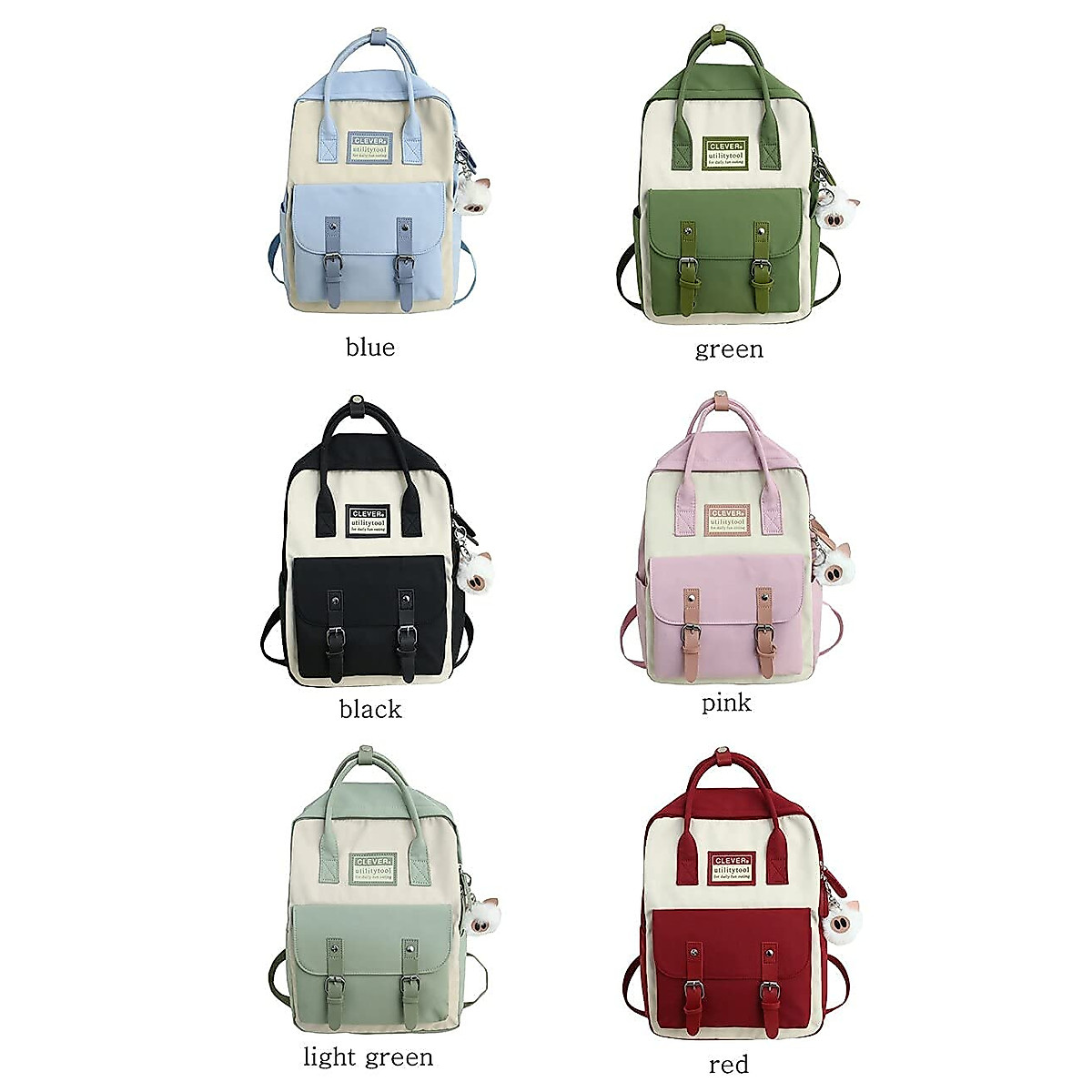 Aesthetic Kawaii Backpack for School (light green)