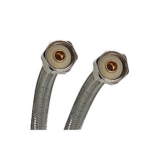 Fluidmaster B4F12U Faucet Connector With Size Adaptors, Braided Stainless Steel - 3/8 Compression, 7/16 Compression, 1/2 Compression or 1/2 F.I.P. Thread x 1/2 F.I.P. Thread, 12-Inch Length