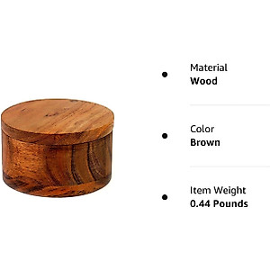 Kaizen Casa Acacia Wood Salt or Spice Box with Swivel Cover perfect for keeping table salt, gourmet salts, herbs or favorite seasonings, close at hand on your countertop.