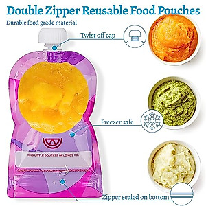 Newmemo Baby Food Pouch Maker 7PCS Double Zipper Reusable Food Pouches Filler Set Refillable Fruit Puree Pouch Filling Station Portable Juice Puree Squeezer Storage Bags for Toddlers Baby