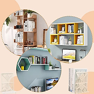 2 Pieces Boho Macrame Bookends Metal Book Stopper Farmhouse Modern Decorative Book Ends Movies CD Book Holders for Office Home Book Shelf (7.9x5.9x3.6 inch)