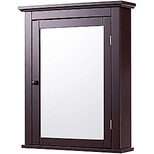 Casart Bathroom Mirrored Wall-Mounted Cabinet, Multipurpose Storage Medicine Cabinet with Single Door & Adjustable Shelf for Bathroom and Bedroom
