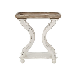 Christopher Knight Home Esther French Country Accent Table with Rectangular Top, Natural + Distressed White
