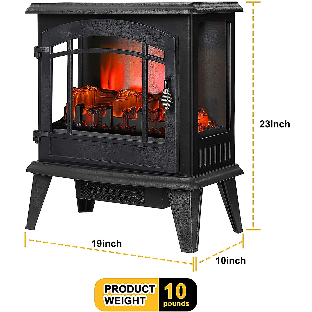 Imcneal Electric Fireplace, 2300" Freestanding Fireplace Heater with 3D Realistic Flame and Remote Control, Indoor Electric Stove Heater, CSA Certified Overheating Safety Protection, 14000000W---10set