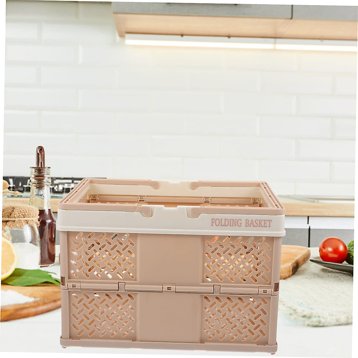 Yardwe 2pcs Picnic Basket Fruit Containers with Lids Toy Storage Bins Plastic Storage Bins with Lids Washing Tub Desk Organizer Basket Grocery Shopping Baskets Household Storage Bin Eggs