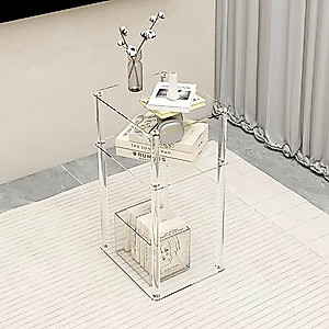 KMANDLU Acrylic End Table，Acrylic Coffee Table，Transparent Bedside Table， Leisure Table， Acrylic Side Table，Showroom Transparent Small Table