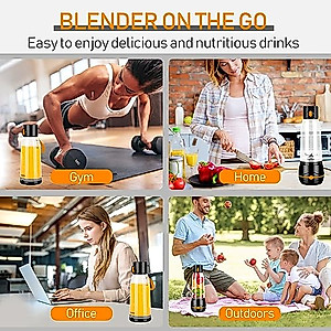 Portable Blender Personal Blender for Shakes and Smoothies, Mini USB Blender with 6 Blades, 17Oz Blender to Go for Travel, Office, and Sports, Black