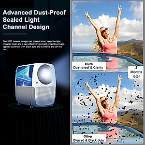 KECAG Projector with WiFi and Bluetooth, Native 1080P 9500L Video Projector with 100'' Projector Screen, Electric Focus, Portable Outdoor Movie Projector Compatible with Smartphone, TV Stick, HDMI