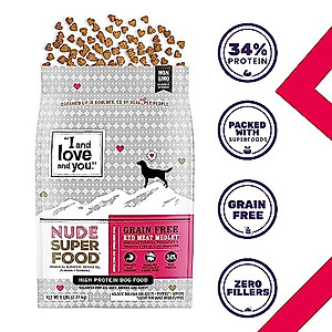 I and love and you Nude Superfood Dry Dog Food - Grain Free Kibble, Pork, Prebiotics & Probiotics,23-Pound