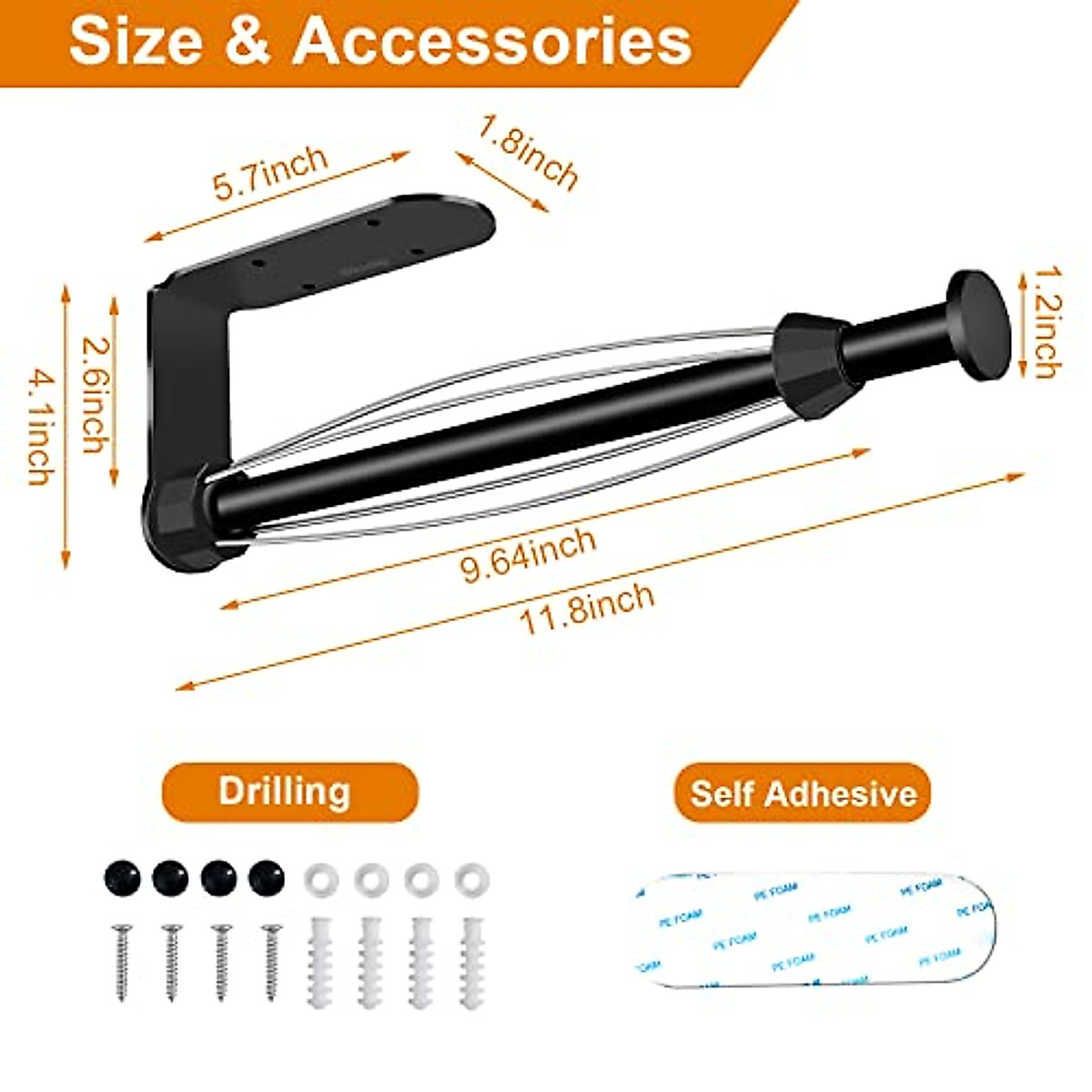Paper Towel Holder Under Cabinet ,WACETOG Black Paper Towel Holder Wall Mount Single Hand Operable Kitchen Towel Holder