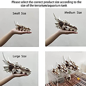 AzjioLi Aquarium and Fish-Tank Decorations Reptile-Hide Terrarium-Décor - Dragon Imitation Skull Model(Medium)