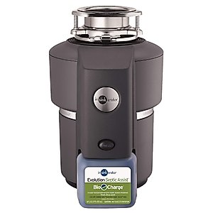 InSinkErator Garbage Disposal, Evolution Septic Assist, Quiet Series, 3/4 HP Continuous Feed, Gray + 1-Pack Bio-Charge Cartridge