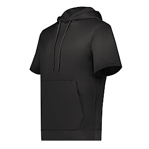 Augusta Sportswear Men's Wicking Fleece Short Sleeve Hoodie, Black, X-Large