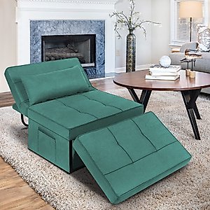 Polar Aurora Ottoman Sofa Bed 4 in 1 Multi-Function Folding Sleeper Chair Bed Adjustable Recliner for Living Room (Green)