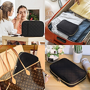 Jewelry Travel Organizer Case, Clear Jewelry Storage Book Ring Binder with Pockets, Lightweight Jewelry Bags Booklet Small Zipper Pouch Bag for Necklaces Earrings Rings Bracelets, Black