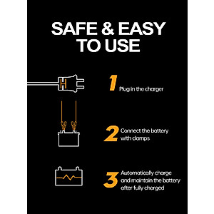 PZ.P 12v Smart Car Battery Charger, 5Amp Fully-Automatic Trickle Charger, Battery Desulfator with Auto Repair, 12 Volt Battery Maintainer, Winter Mode, Suitable for AGM, Deep Cycle, Lawn Mower, RV