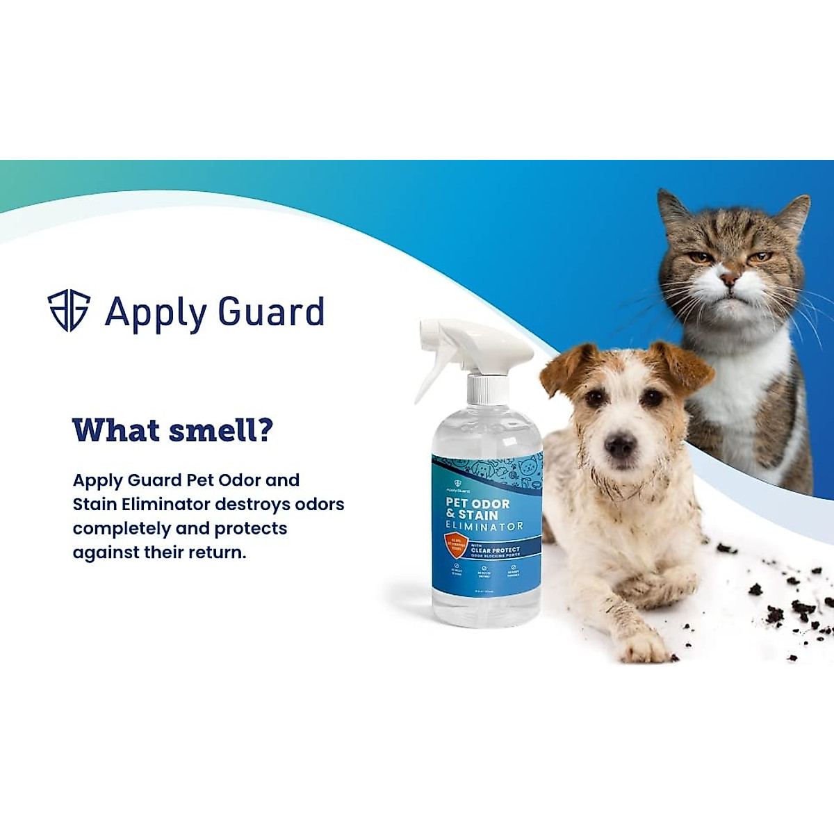 Apply Guard Professional Strength Pet Stain And Odor Eliminator for Dogs, Cats, and All Pets- Instantly Neutralize and Sanitize Tough Pet Odors and Pet Urine Stains 16oz. Cat Pee Odor Destroyer.